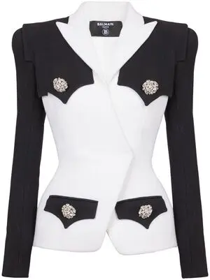 Balmain 4-button Two-tone Crepe Blazer