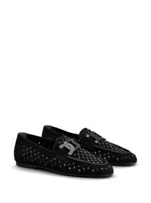 TOD'S Kate Embellished Suede Loafers