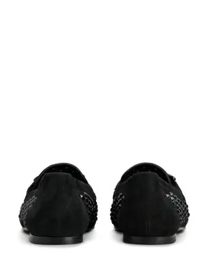 TOD'S Kate Embellished Suede Loafers