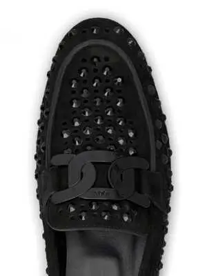 TOD'S Kate Embellished Suede Loafers