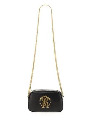 Roberto Cavalli ROBERTO CAVALLI MIRROR SNAKE SHOULDER BAG - Black