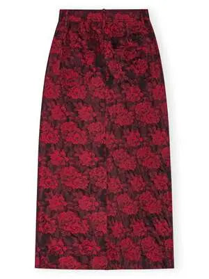 GANNI Botanical-print Jacquard Maxi Skirt