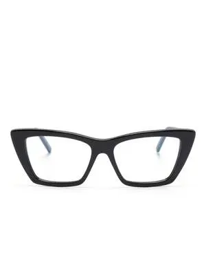 Saint Laurent Logo-engraved Cat-eye Glasses - Black