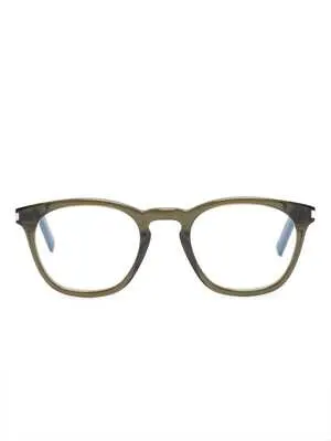 Saint Laurent Polished-effect Round-frame Glasses - Green