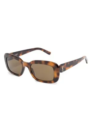 Saint Laurent Tortoiseshell Rectangle-frame Sunglasses - Brown
