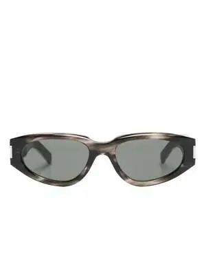 Saint Laurent Tortoiseshell Oval Sunglasses - Black