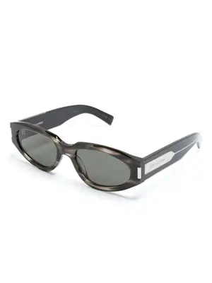 Saint Laurent Tortoiseshell Oval Sunglasses - Black