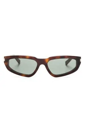 Saint Laurent Tortoiseshell Rectangle Sunglasses - Brown