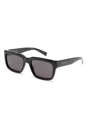 Saint Laurent Logo Rectangle Sunglasses - Black
