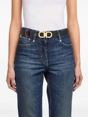 FERRAGAMO Gancini Buckle Reversible Leather Belt - Black