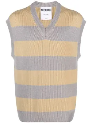 Moschino Patch Striped Virgin Wool Vest