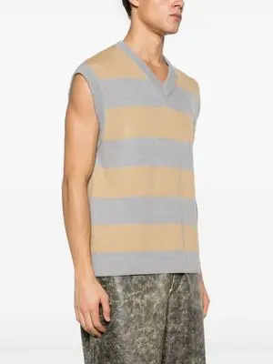 Moschino Patch Striped Virgin Wool Vest