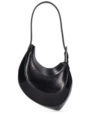 MUGLER Small Spiral Curve Leather Shoulder Bag - Black
