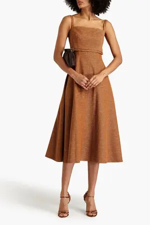 emilia wickstead freya square-neck linen midi dress Emilia Wickstead Freya Cotton-Blend Twill Midi Dress In Light Brown - 80%  Off