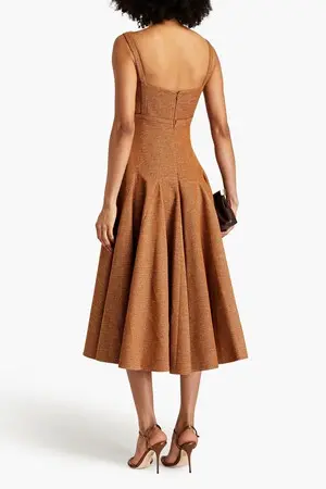 emilia wickstead freya square-neck linen midi dress Emilia Wickstead Freya Square-Neck Cloqu Midi Dress In Ivory - 71% Off