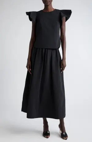 Akris Flutter Sleeve Taffeta Top
