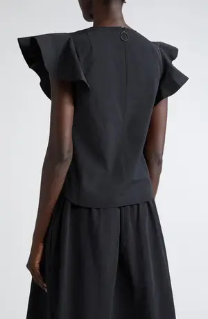 Akris Flutter Sleeve Taffeta Top