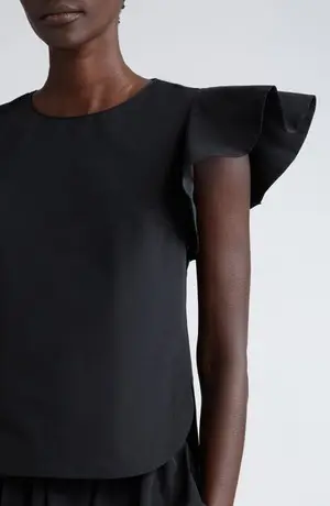 Akris Flutter Sleeve Taffeta Top