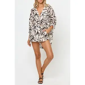 L*Space Rio Linen Cover-up Tunic - Heavy Petal