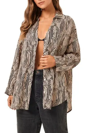 L*Space LSPACE Rio Linen Printed Cover-Up Tunic Hypnotica
