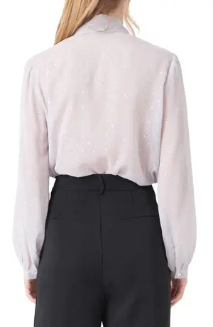 Endless Rose Tie Neck Clip Dot Chiffon Top