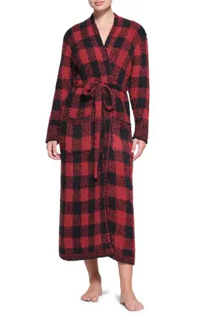 SKIMS Cozy Knit Robe - Brick Buffalo Check