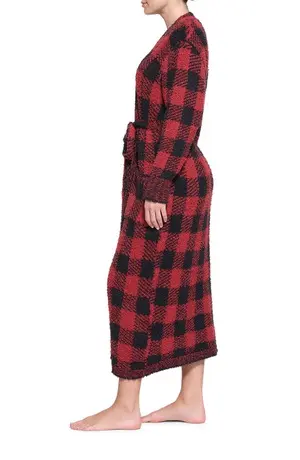 SKIMS Cozy Knit Robe - Brick Buffalo Check