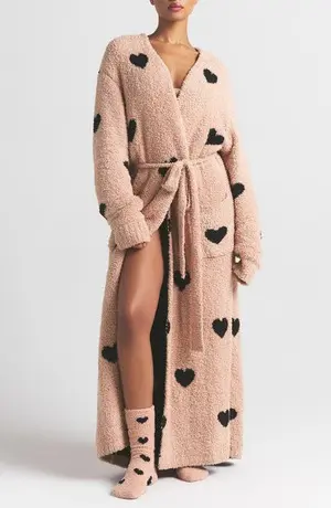 SKIMS Cozy Knit Unisex Robe Mica Spaced Hearts
