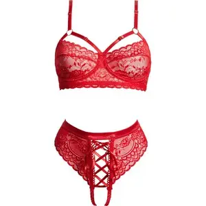 COQUETTE Lace Underwire Bra & Tanga - Red