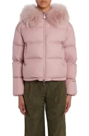 Moncler Mino Quilted Down Jacket With Genuine Shearling Trim