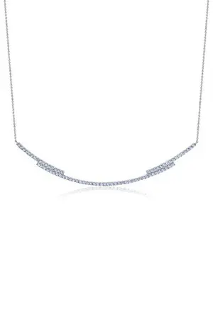 CRISLU Cubic Zirconia Bar Necklace - Silver