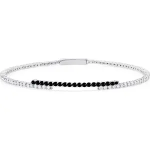 CRISLU Cubic Zirconia Regal Flex Bangle Bracelet - Black