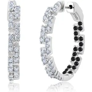 CRISLU Medium Cubic Zirconia Hoop Earrings - Black