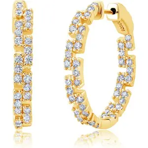 CRISLU Medium Cubic Zirconia Hoop Earrings - Gold