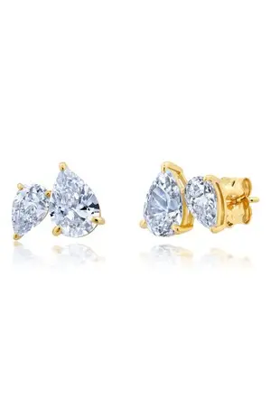 CRISLU Crislu Pear-Cut Stud Earrings Gold