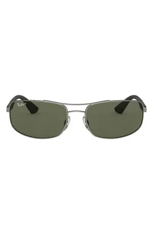 Ray-ban 61mm Polarized Rectangular Sunglasses