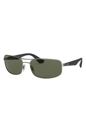 Ray-ban 61mm Polarized Rectangular Sunglasses