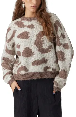 Vero Moda Zelman Pattern Sweater - Birch Detail Brwn Lntl Animal