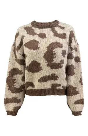 Vero Moda Zelman Pattern Sweater - Birch Detail Brwn Lntl Animal