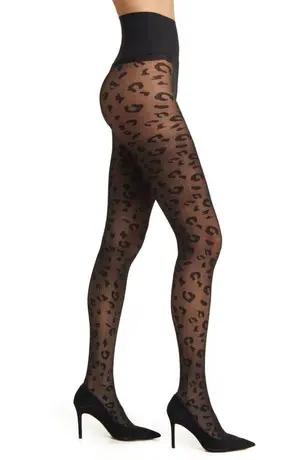 Commando Sheer Leopard Tights - Black