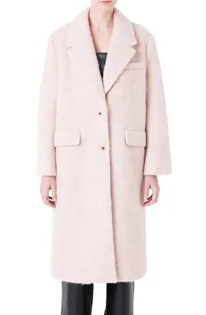 GREY LAB Oversized Longline Wool Blend Coat - Heather Blush