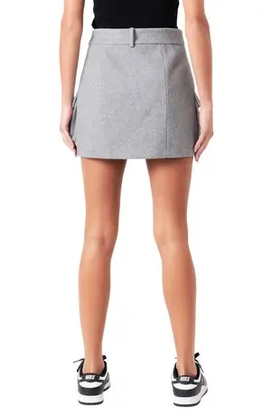 GREY LAB Wool-blend Mini Cargo Skirt - Grey