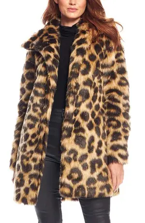 Fabulous Furs Leopard Print Faux Fur Coat