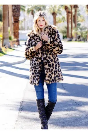 Fabulous Furs Leopard Print Faux Fur Coat