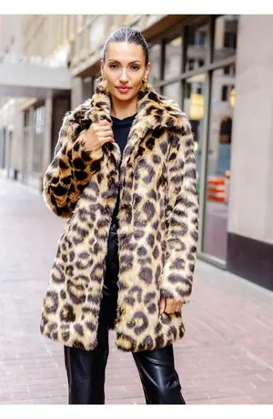 Fabulous Furs Leopard Print Faux Fur Coat