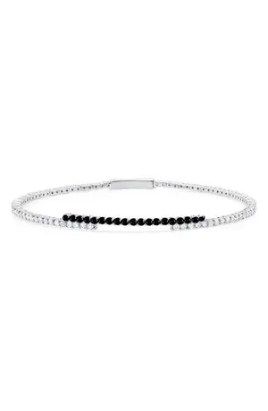CRISLU Cubic Zirconia Regal Flex Bangle Bracelet - Black Silver