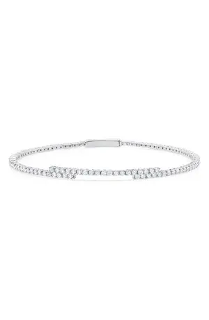 CRISLU Cubic Zirconia Regal Flex Bangle Bracelet - Silver
