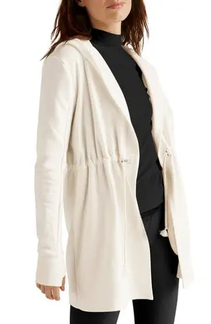 Beyond Yoga On The Go Open Front Hooded Fleece Jacket