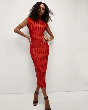 Veronica Beard Gramercy Pleated Satin Dress