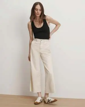 Veronica Beard Taylor Cropped Wide-leg Jeans - Ecru